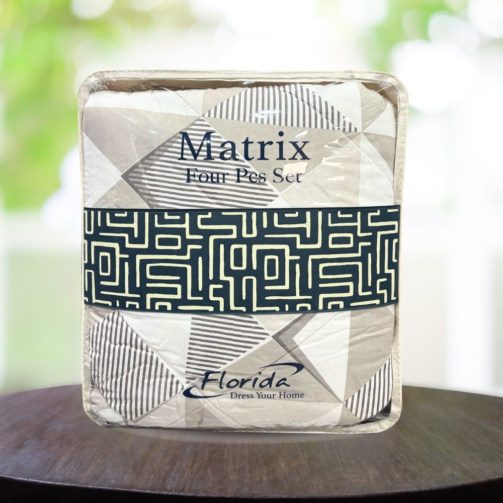 Matrix 4 Piece (Bedding) AC Comforter Set with Bedsheet & Pillow Cover ...